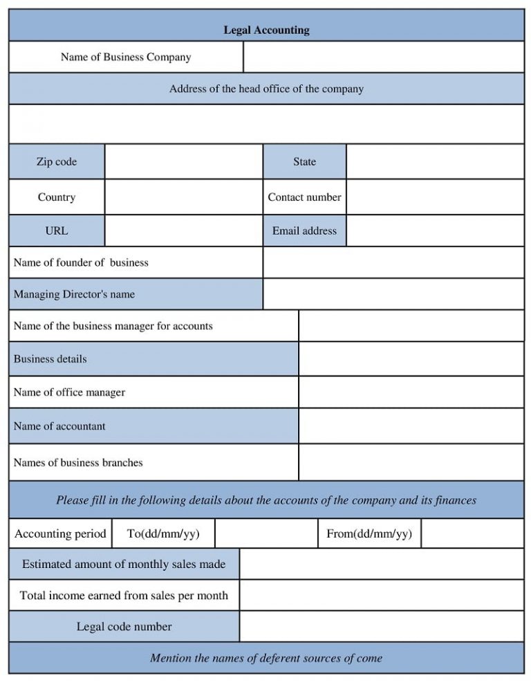 Printable Legal Accounting Form Template Word/Pdf