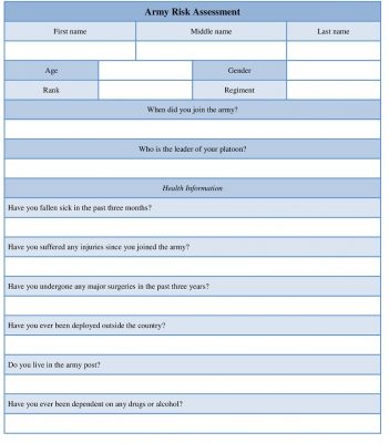 Army Risk Assessment Form Sample, Example, Word Template