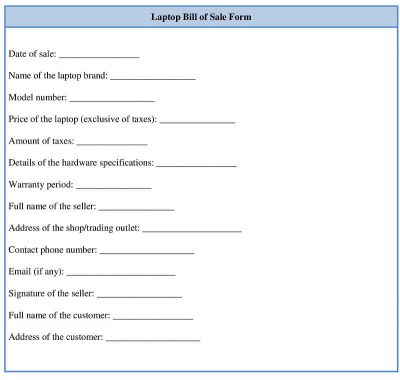 Download a Laptop Bill of Sale Form Template in Word