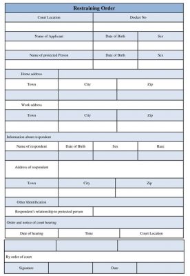 Online Restraining Order Form Template - Sample Order Forms