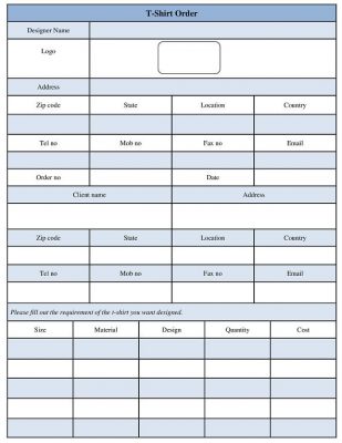 Printable T-Shirt Order Form Online | Template Word DOC