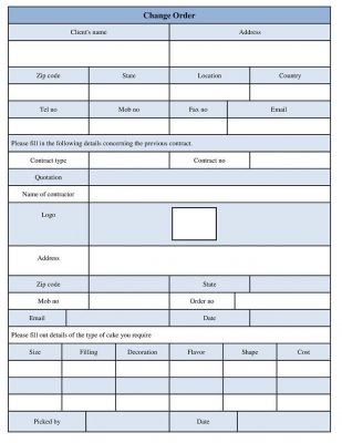 Change Order Form Template for Word Doc - Printable Online