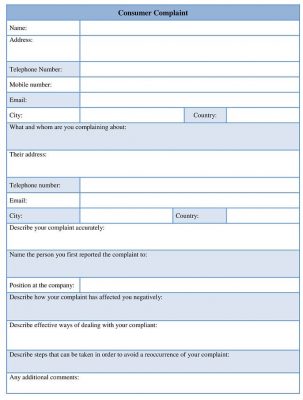 Customer Complaint Form Template Download Printable Word