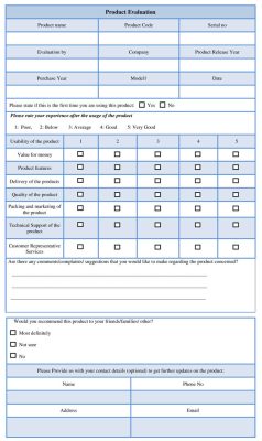 Product Evaluation Form Sample | Template Word