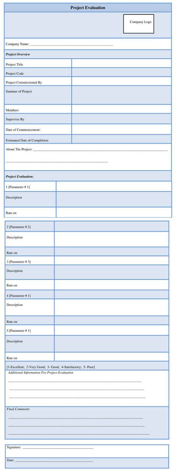 Project Evaluation Form Template - Sample, Example in Word