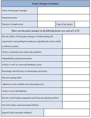 Project Manager Evaluation Form Template | Sample MS Word
