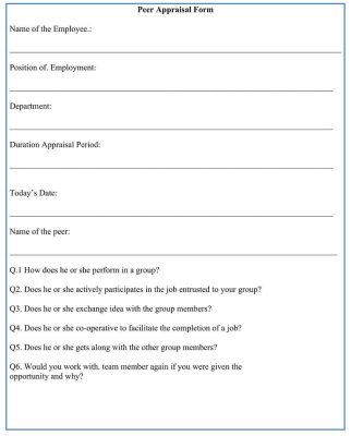 Peer Appraisal Form Online Template & Sample (Word)