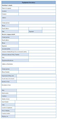Printable Equipment Inventory Form Template Word Download