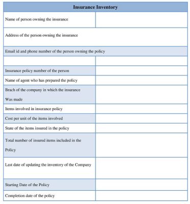 Buy Insurance Inventory Form - Microsoft Word Template