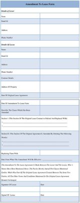 Amendment to Lease Form Template - Lease Amendment Word