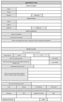Download Apartment Lease Form Template (Word Format)
