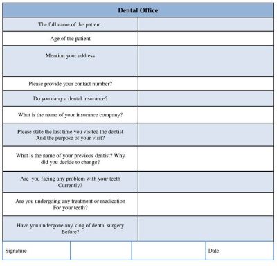 Dental Office Form Template Online Word Format