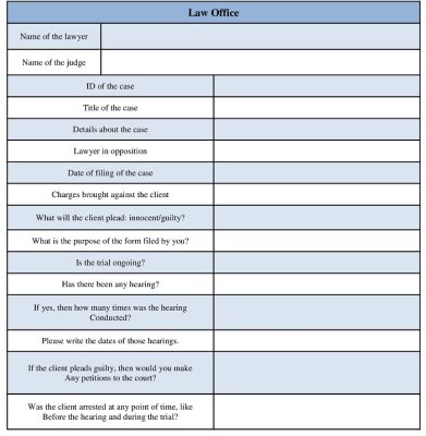 Printable Law Office Form Word Template, Sample