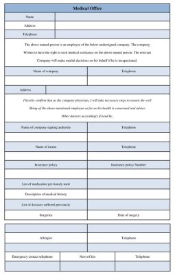 Printable Medical Office Form Template Word Download