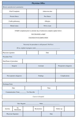 Printable Physician Office Form | Medical Form Template Word