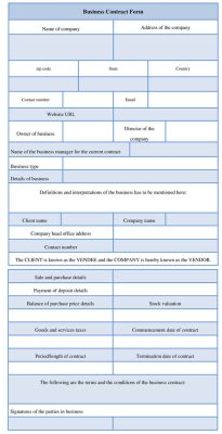 Business Contract Form Sample Template Word Doc Download