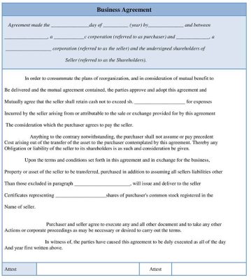 Business Agreement Form Template & Contract Example