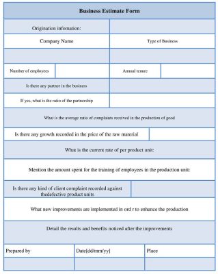 Business Estimate Form Template Word Format Download