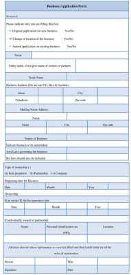Download Simple Business Application Form Template Word