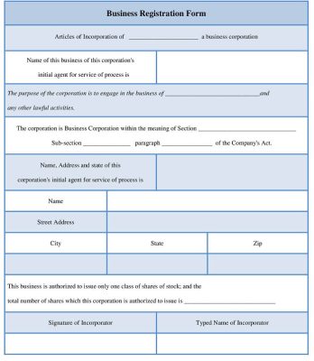 Business Registration Form Template - Online, Printable Word Doc