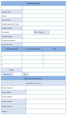Cheque Request Form Word Template Download
