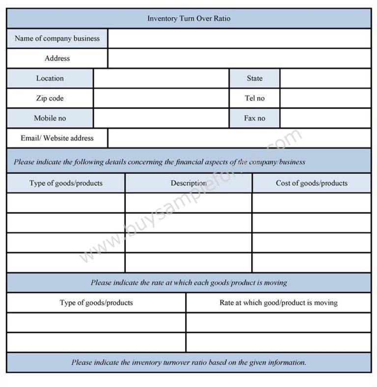 Inventory Turnover Ratio Example | Download Word Template