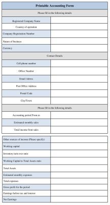 Printable Accounting Form Template - Word Doc Download