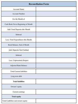 Account Reconciliation Form Template | Word Download