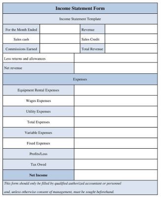 Income Statement Form Template, Example - Word Download