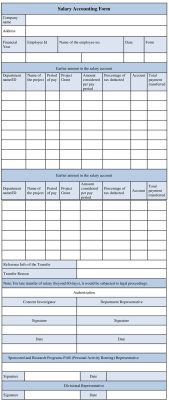 Salary Accounting Form Template - Download Word Sample