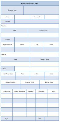 Generic Purchase Order Form Template Word Download