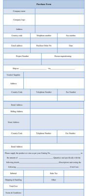 Purchase Form Format, Purchase Template Word Download