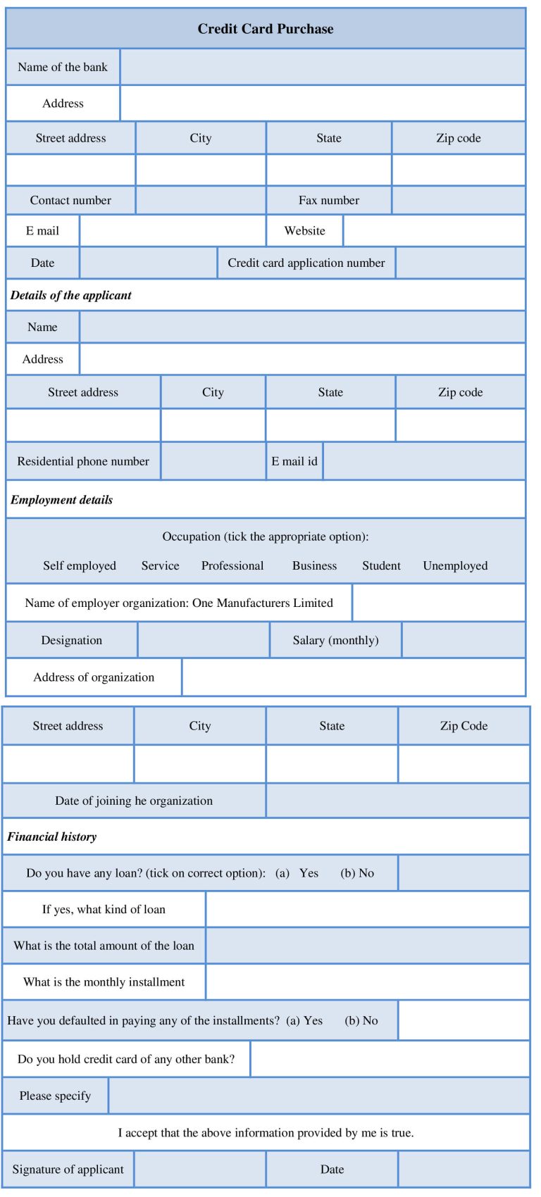 Buy Credit Card Purchase Form Template [Word Download]