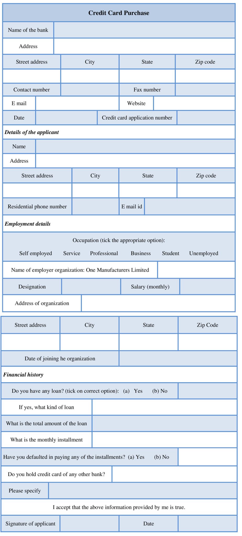 Buy Credit Card Purchase Form Template [Word Download]