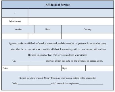 Affidavit of Service Form Template - Download Word Format