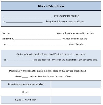 Printable Blank Affidavit Form Template & Sample | Word Doc