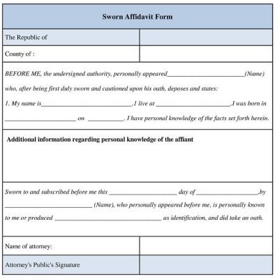 Sworn Affidavit Form Template Word Format Download